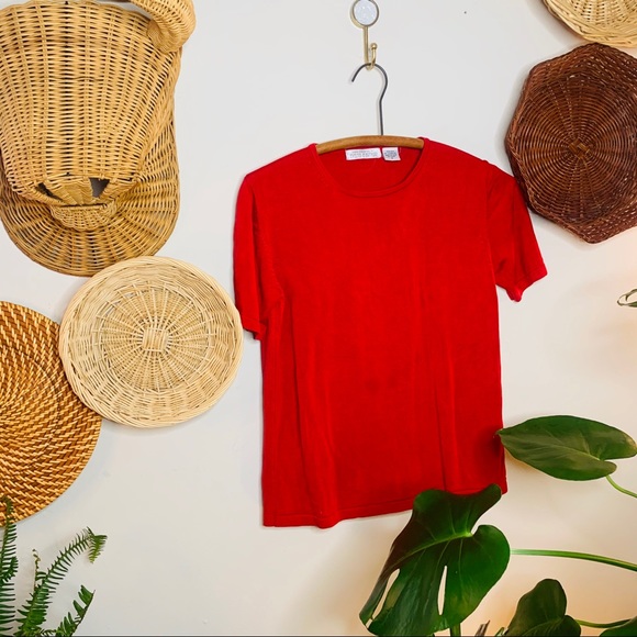 Vintage | Tops | Vintage Retro 9s Crop Red Silk Top | Poshmark